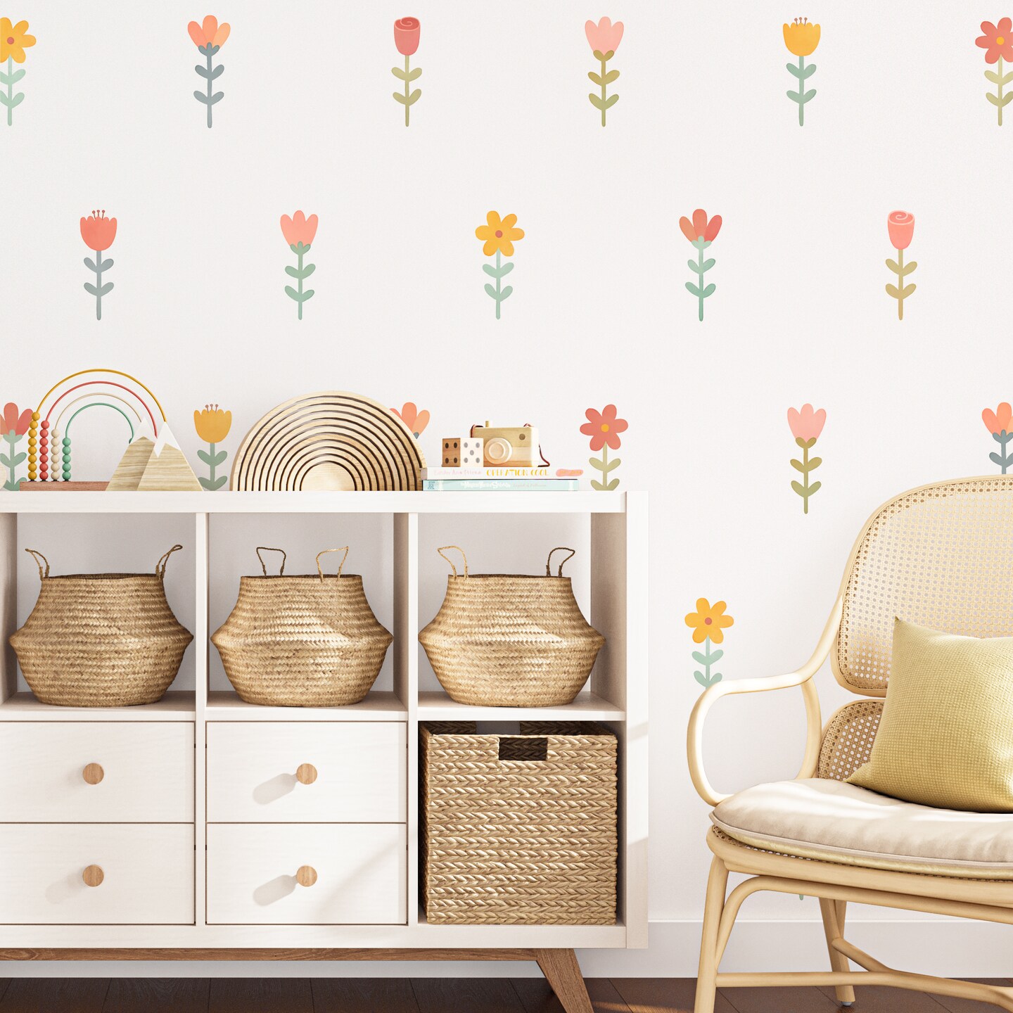 Flower Wall Decals - Nursery Decor, Floral Wall Art, Daisy Wall Decal ...