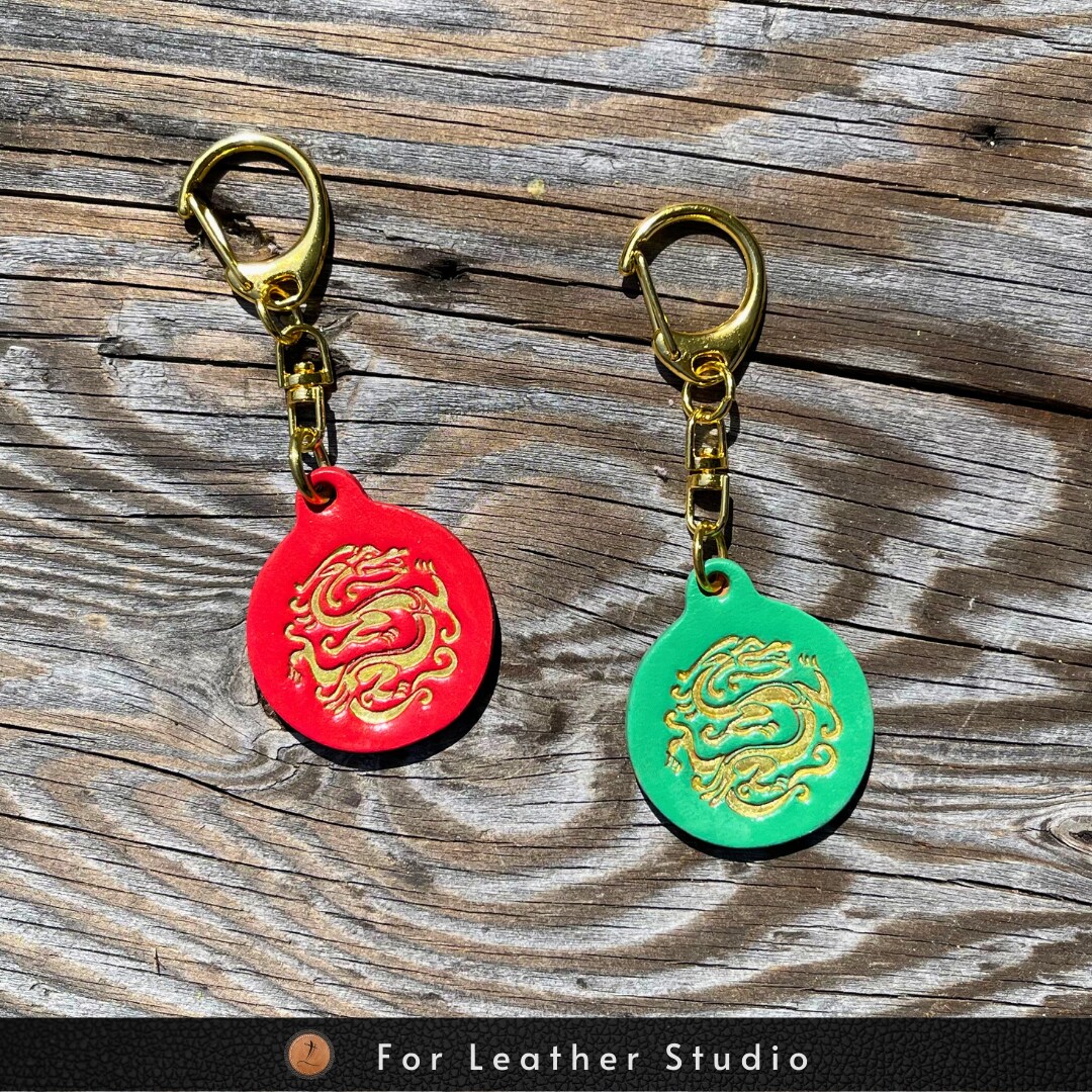 Hand-Painted Dragon Leather Keychain - Red or Green - Premium Italian ...