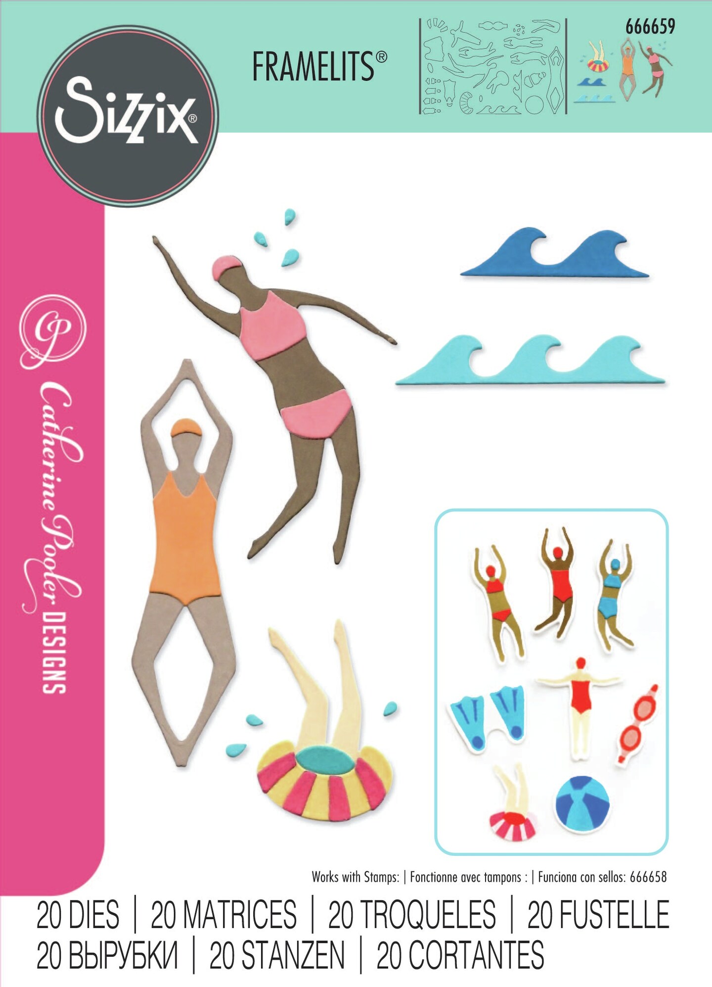 Sizzix Thinlits Die Set By Catherine Pooler 20/Pkg-Synchronized Swimmers #2 | Michaels