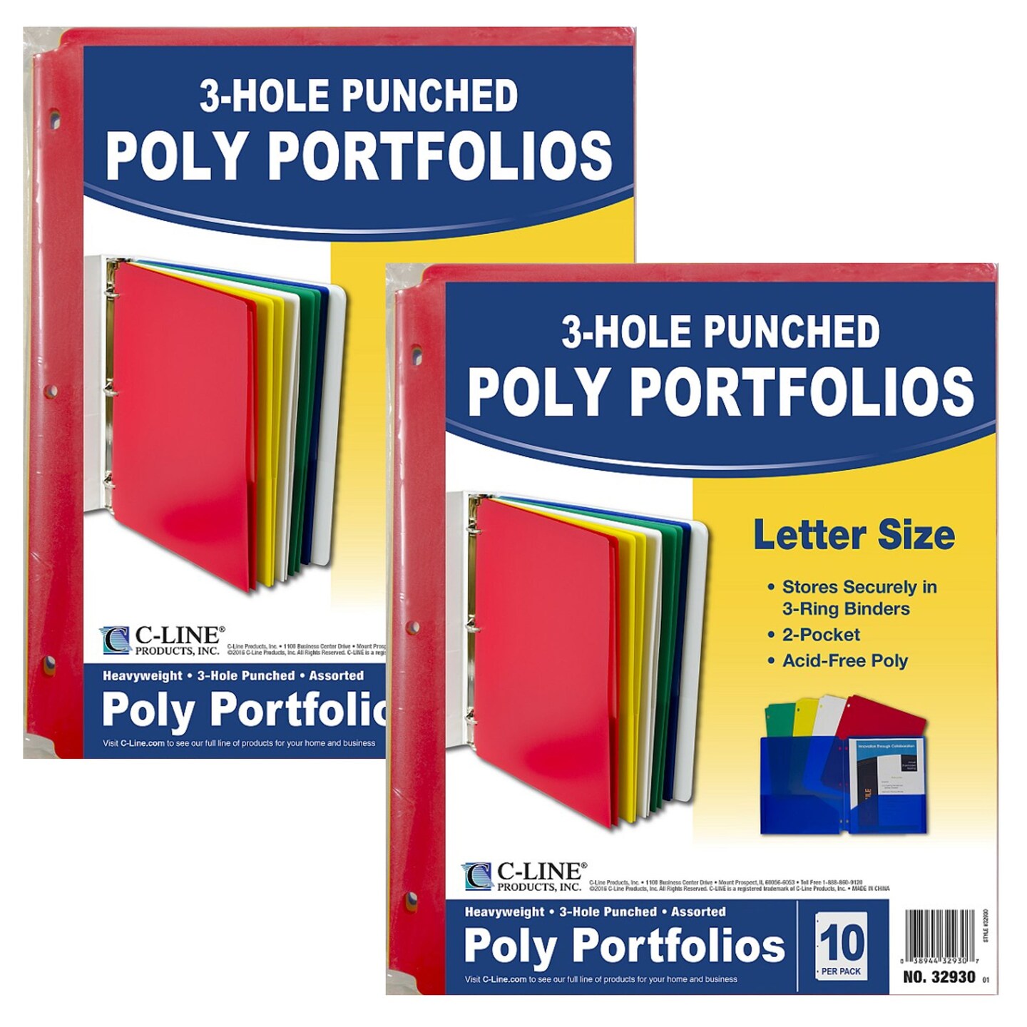 Two-Pocket Heavyweight Poly Portfolio Folder with Three-Hole Punch ...