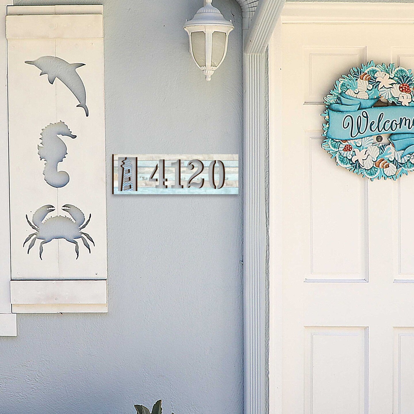 Lighthouse Wooden House Number Plaque | Address sign | Address House ...