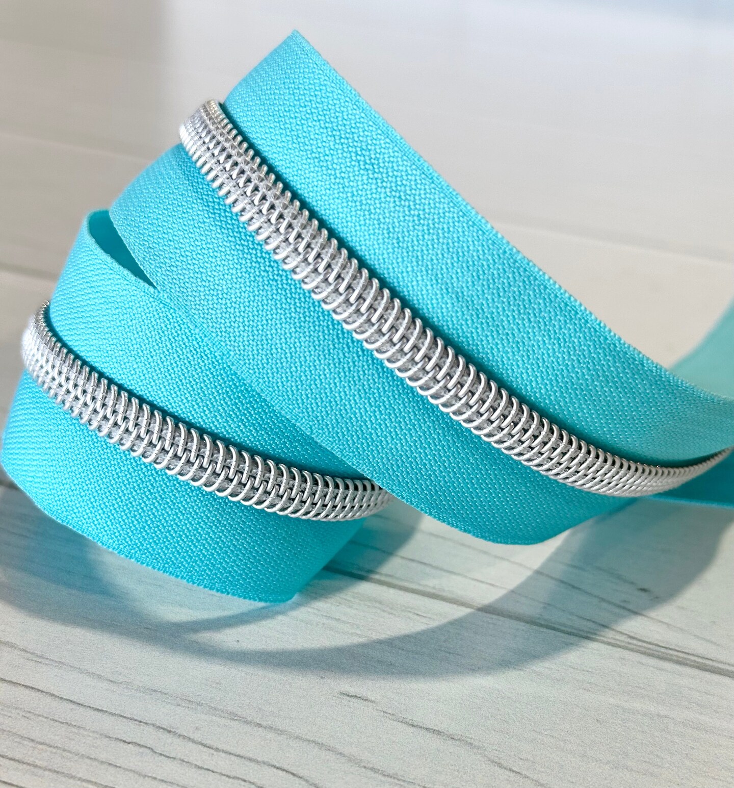 Aqua Zipper Tape with Silver Teeth | Michaels