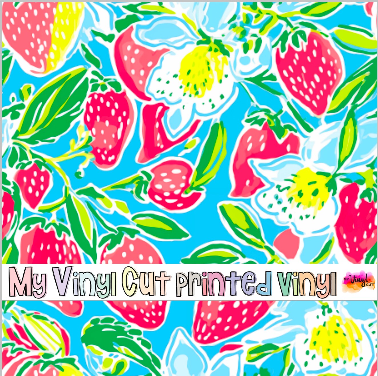 12 x 12 inch Sheet of Printed Vinyl or HTV in the Preppy Fruit S ...