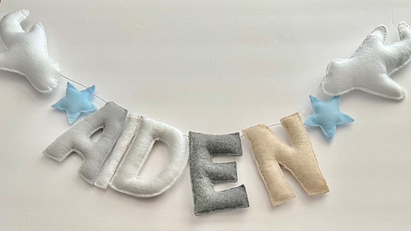 Boys Room Felt Name Banner, Boys Nursery Name Banner, Boys Room Banner ...