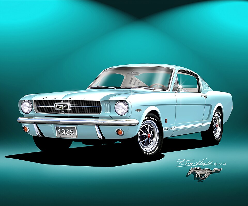 1965 Mustang Fastback - Tropical Turquoise | Car Art Prints by Danny ...
