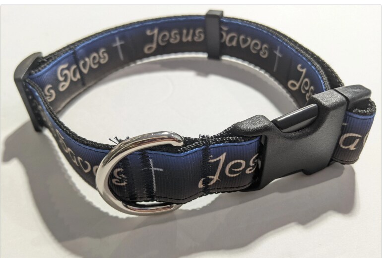 Christian Jesus Saves Adjustable Dog Collar, 1 Inch Wide and 3 Sizes to ...