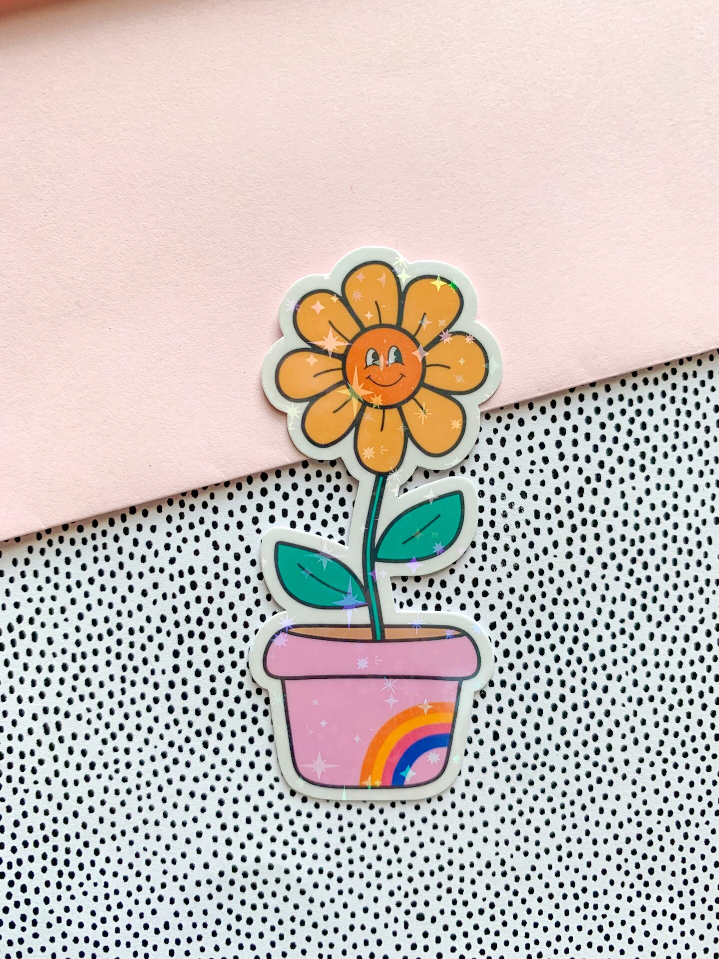 Set of 4 Stickers - Flower pot sticker - Pretty stickers - Glitter ...