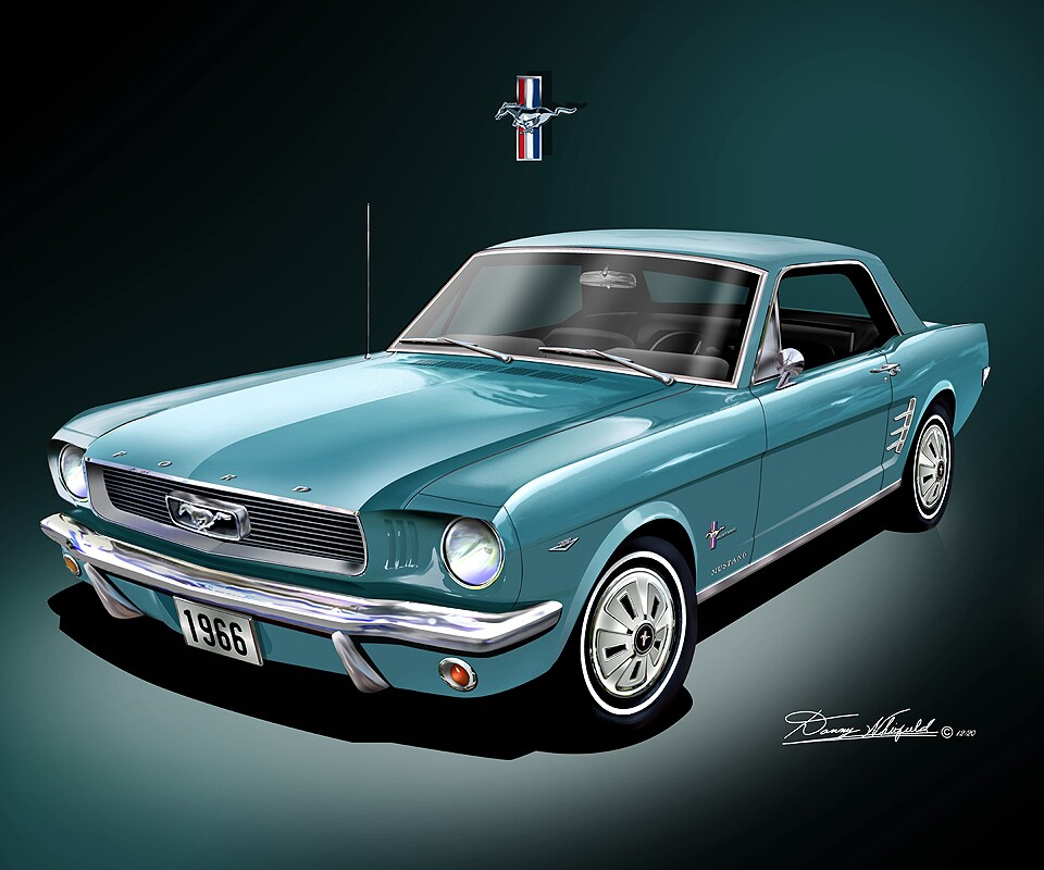 1966 Mustang Coupe - Tahoe Turquoise | Car Art Prints by Danny ...