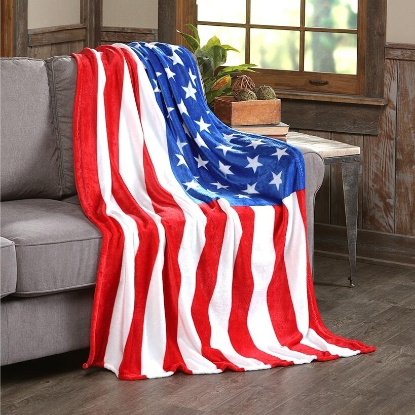 American Flag Ultra Lush Oversized 50" x 70" Blanket Cozy Warm Throw ...
