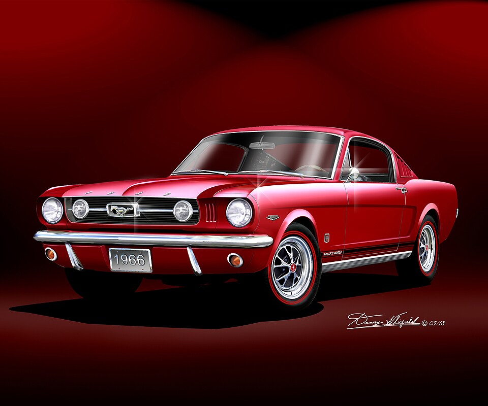 1966 Mustang Fastback - Candy Apple Red | Car Art Prints by Danny ...