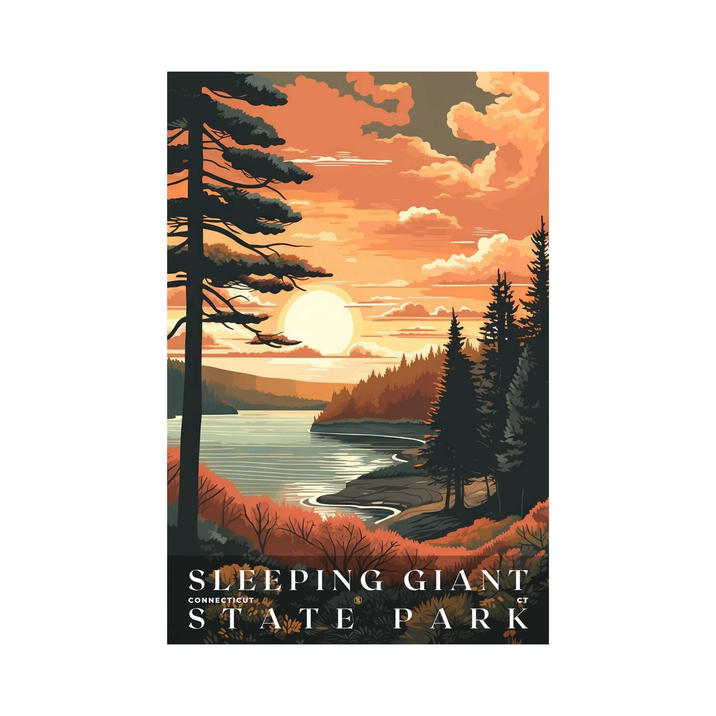 Sleeping Giant State Park Poster, Travel Art, Office Poster, Home Decor ...
