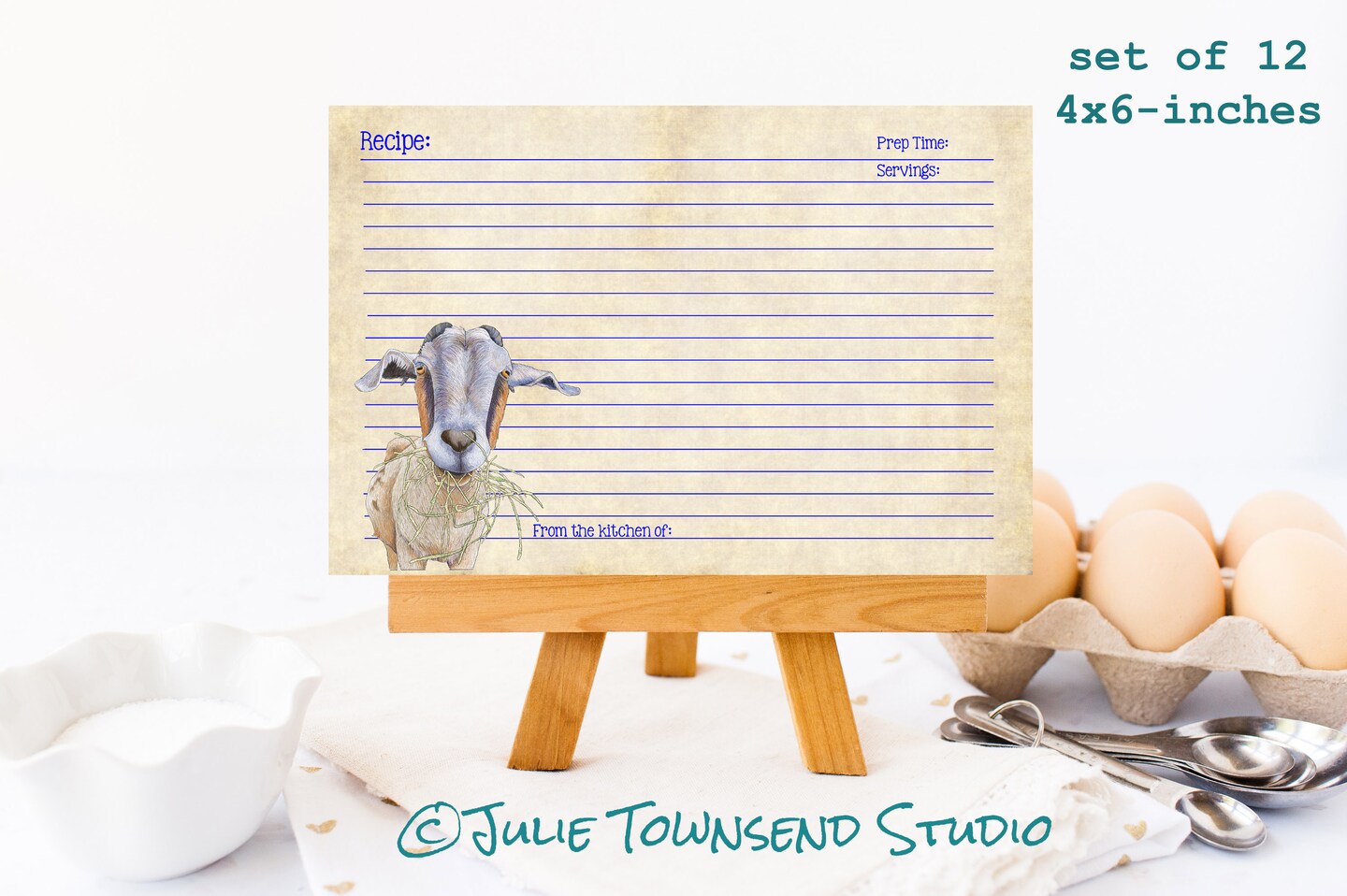 RECIPE CARDS -Nibbles Set of 12 Lined Farm Cow Recipe Cards- 4x6-inches ...