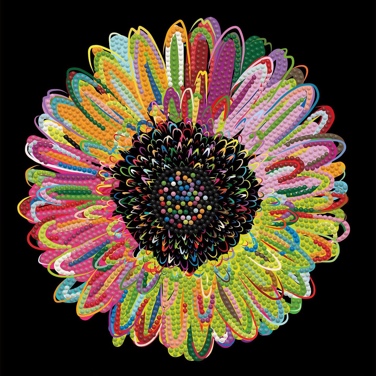 DIAMOND ART BY LEISURE ARTS Rainbow Daisy, 12"x12", Intermediate ...