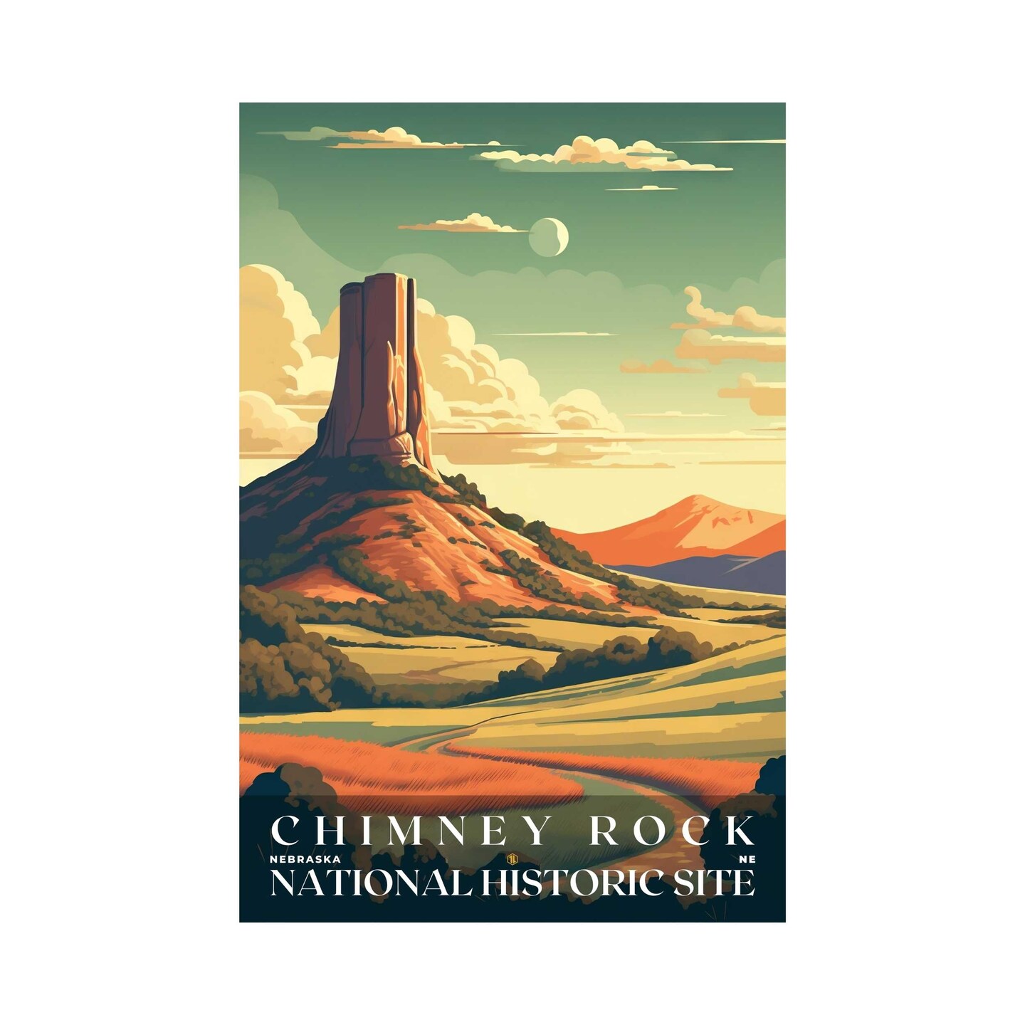 Chimney Rock National Historic Site Poster, Travel Art, Office Poster ...