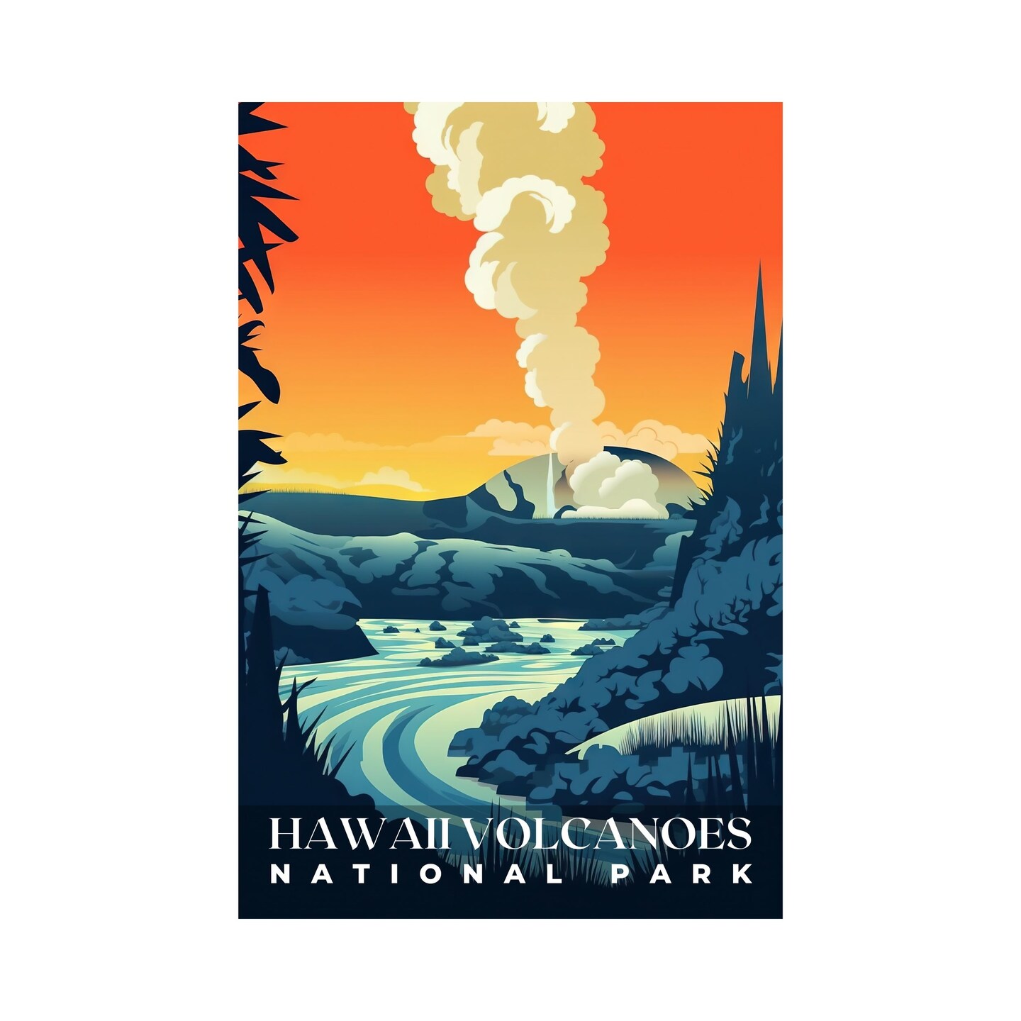 Hawaii Volcanoes National Park Poster, Travel Art, Office Poster, Home ...