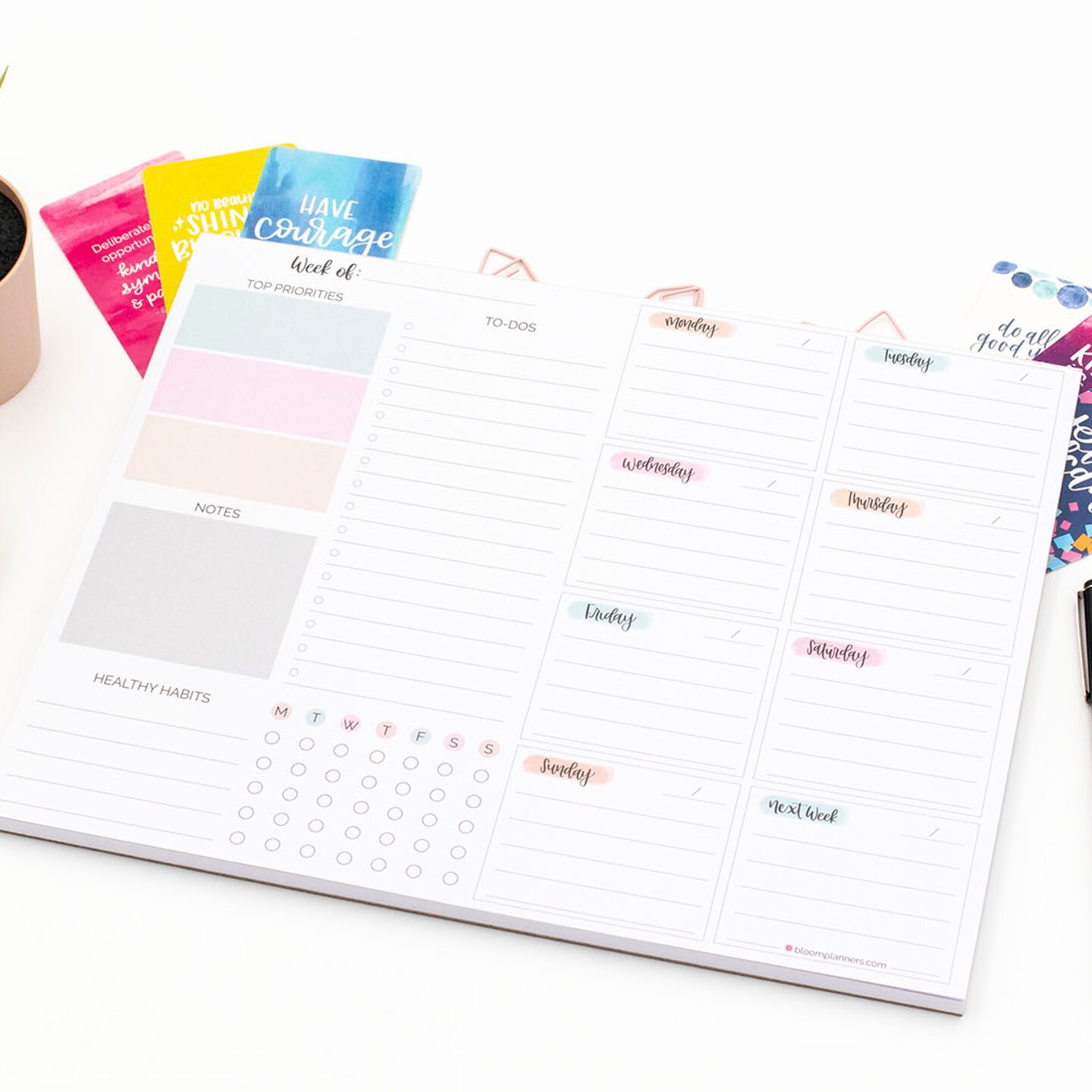 Planning Pad, 8.5" x 11", Weekly To-Do List and Planner, Pastel ...