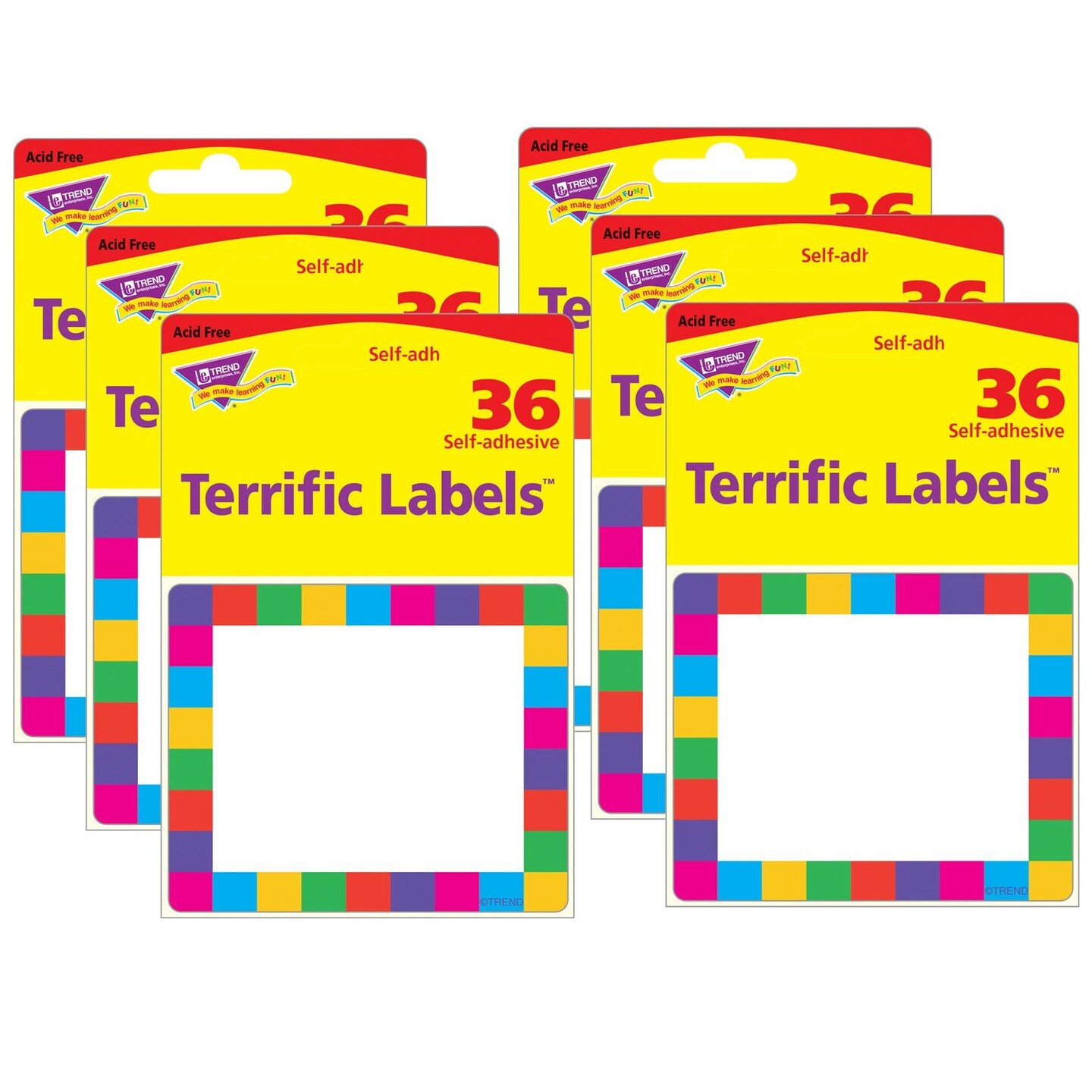 Rainbow Plaid Terrific Labels™, 36 Per Pack, 6 Packs | Michaels
