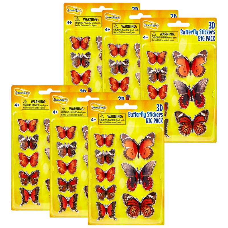 3D Butterfly Stickers BIG PACK, 8 Per Pack, 6 Packs | Michaels