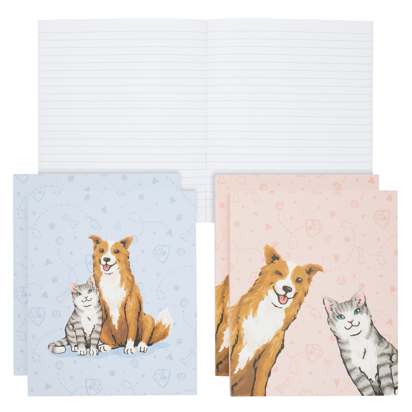 4 Pack Cat and Dog Veterinarian Journal with Paw Prints, Lined Pink ...