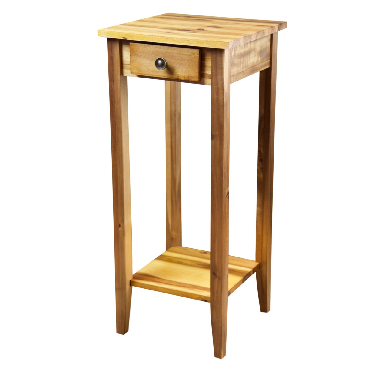 Casual Contemporary Living 2-Tier Solid Acacia Plant Stand with Drawer ...