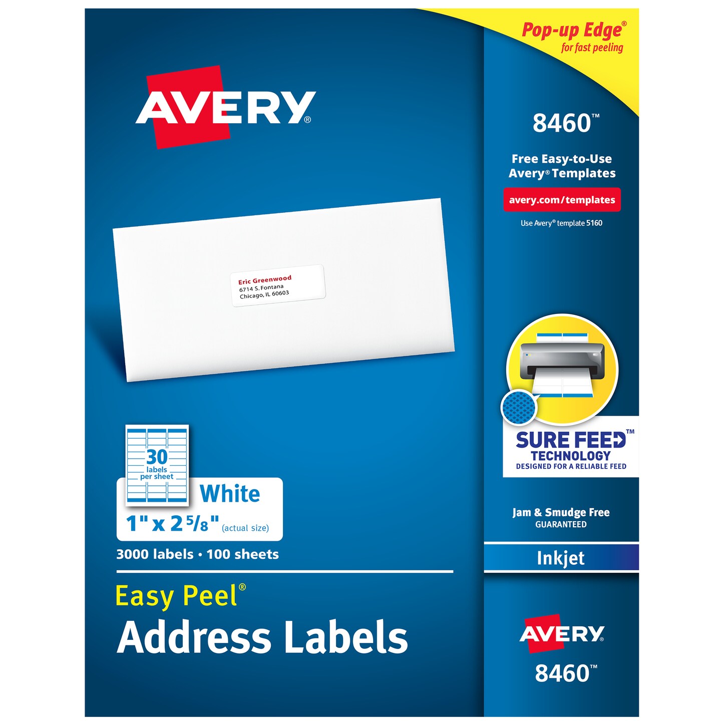 Avery Easy Peel Address Labels, Sure Feed Technology, Permanent ...