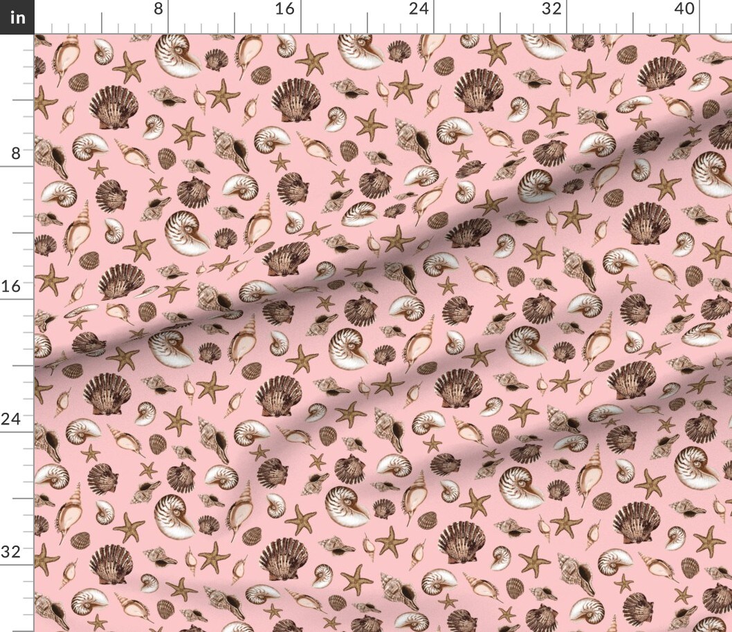 Various Fabrics by the Yard or Fat Quarter Shells Under The Sea Ocean ...