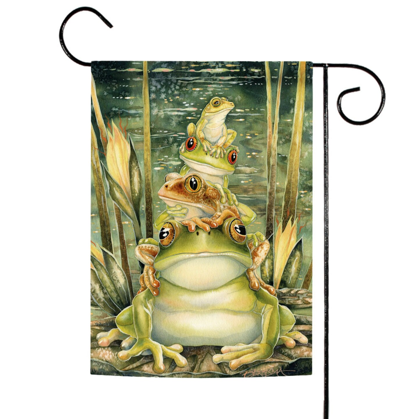 Toland Home Garden Green Tower of Frogs Outdoor Garden Flag 18" x 12.5 ...