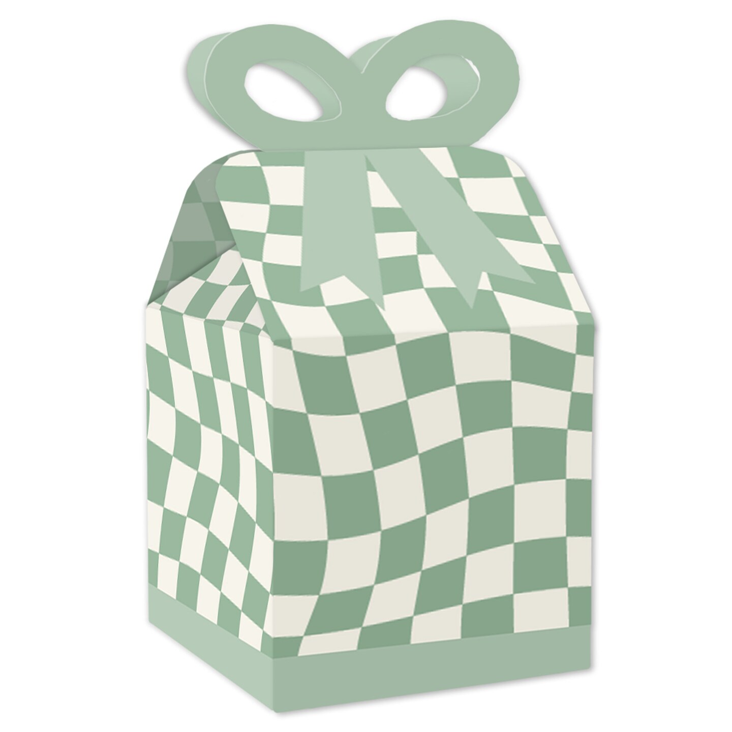Big Dot of Happiness Sage Green Checkered Party - Square Favor Gift ...