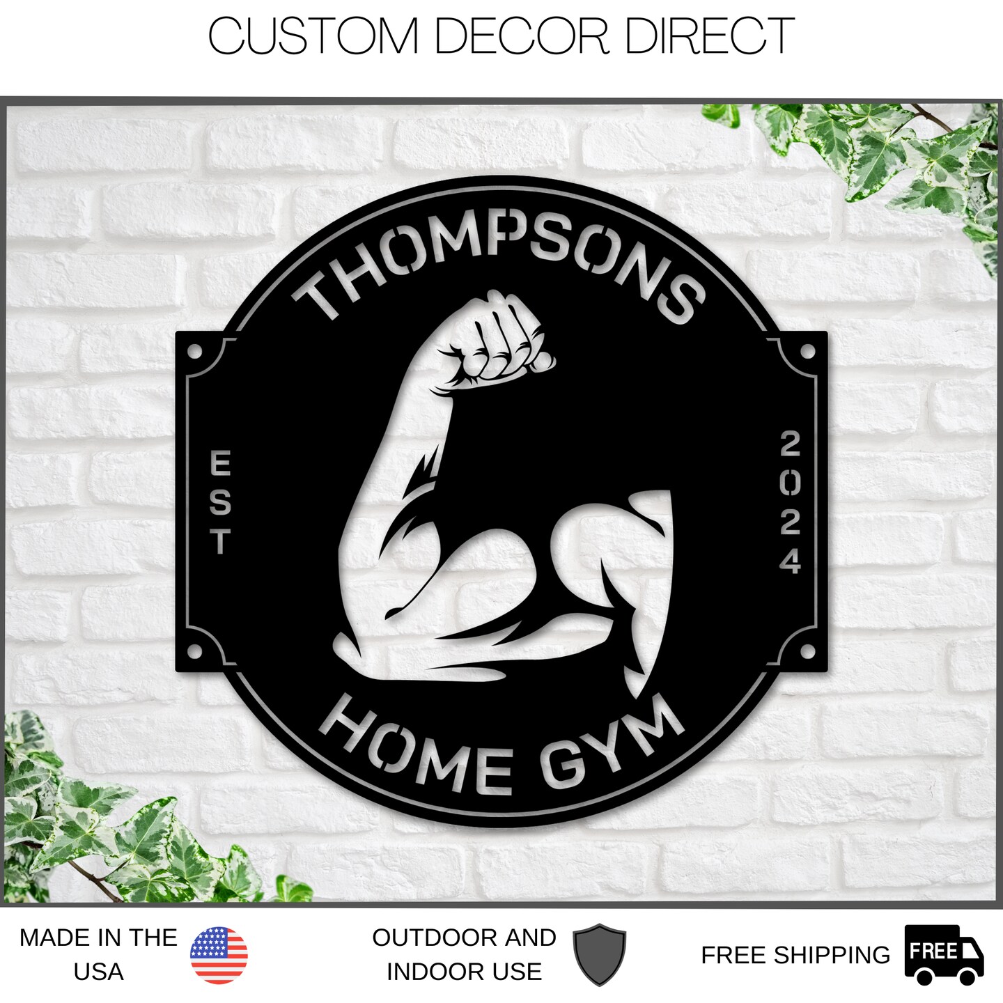 Personalized Gym Sign, Custom Metal Sign, Weight Plate, Home Gym Sign ...