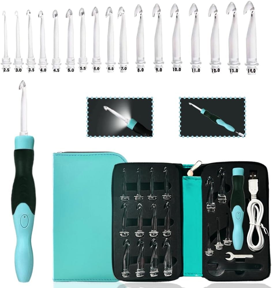 Lighted Crochet Hooks Set 2.5Mm 14.0Mm 17 Sizes Light up Crochet Hooks with Case Michaels