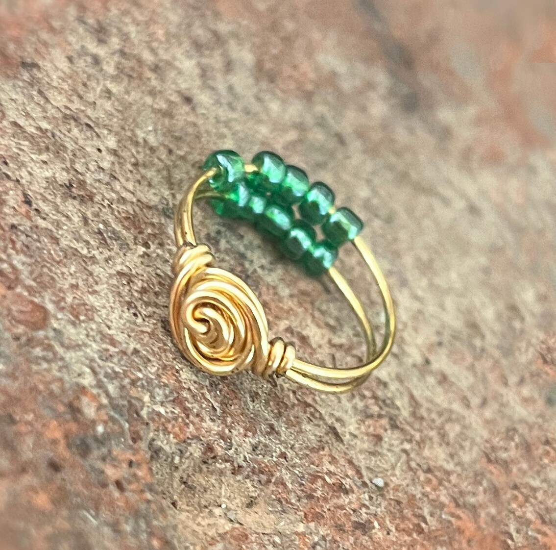 Gold flower fidget ring, anxiety rings, wire rose, rings for women ...