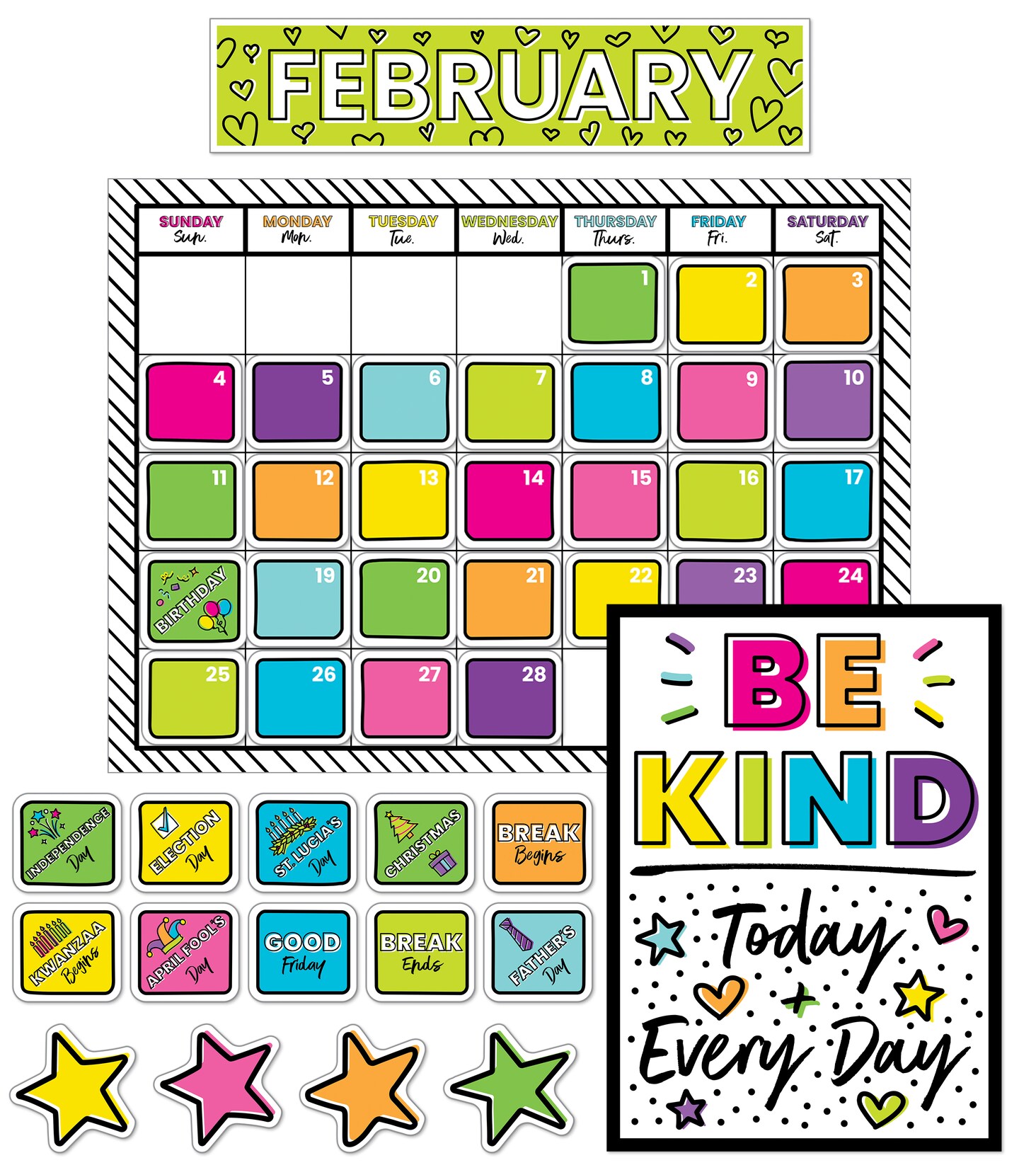 129 Pcs. Carson Dellosa Kind Vibes Calendar Bulletin Board Set ...
