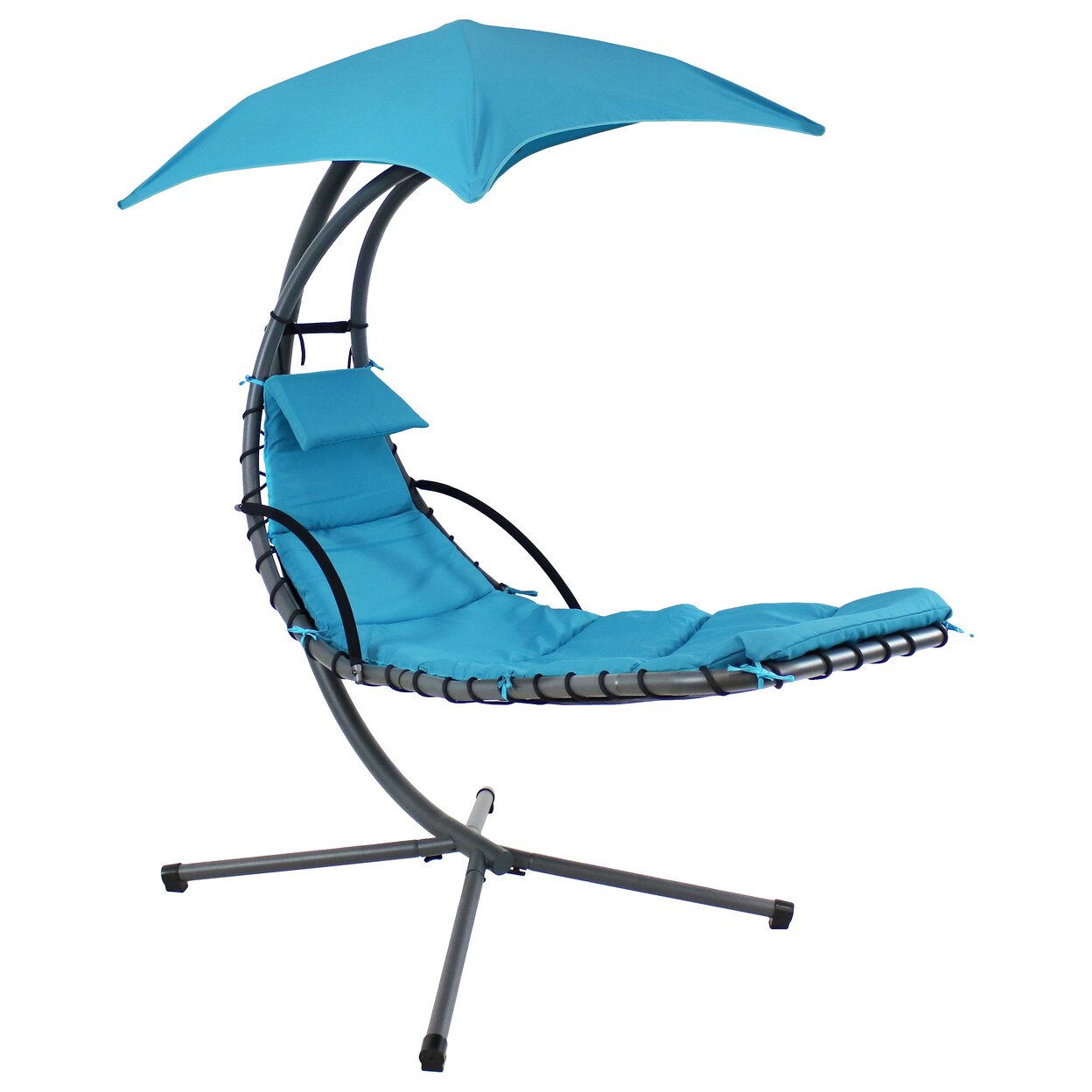 Sunnydaze Floating Lounge Chair with Umbrella and Curved Steel Stand by ...