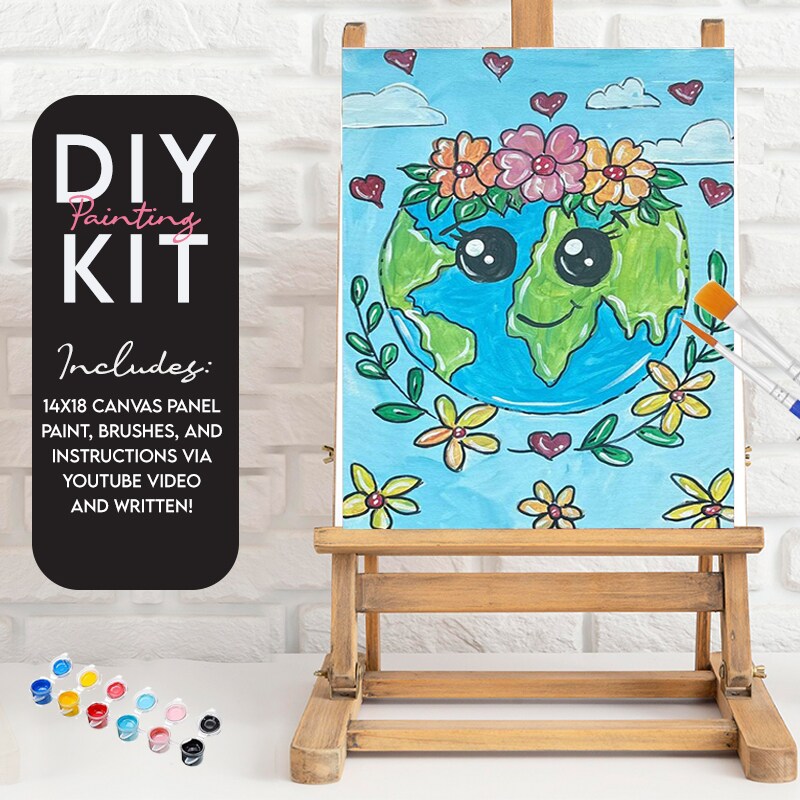 Earth Day DIY Canvas Panel Art Kit, Acrylic Paint Size 11x14 inch ...