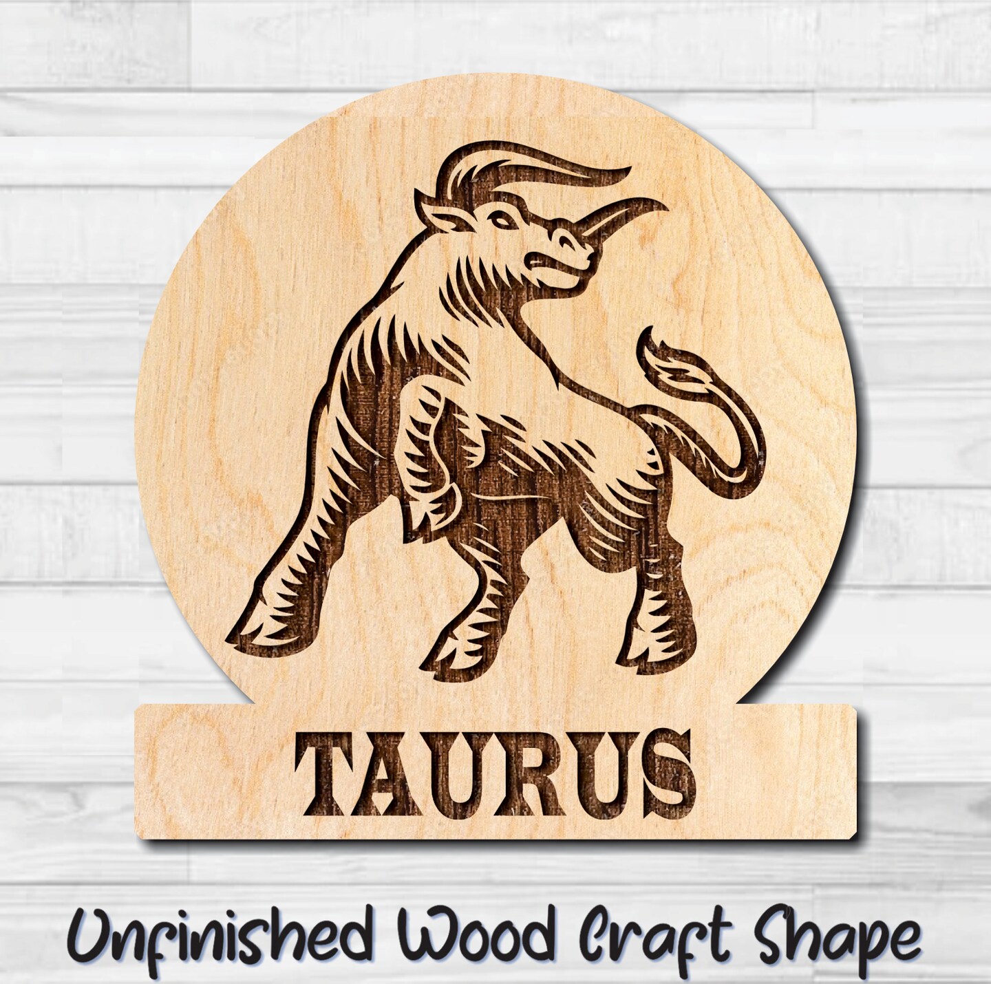 Taurus Zodiac Sign Unfinished Wood Shape Blank Laser Engraved Cutout ...