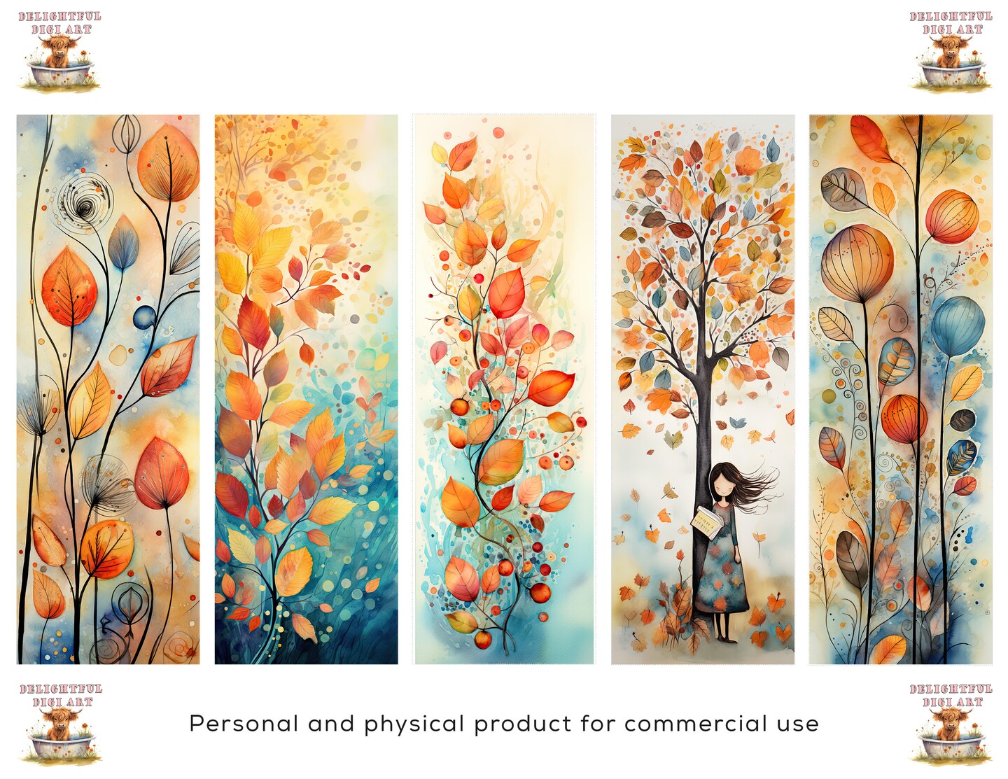 20 Fall Leaves Printable Bookmarks | Digital Download JPG Bookmark Set ...