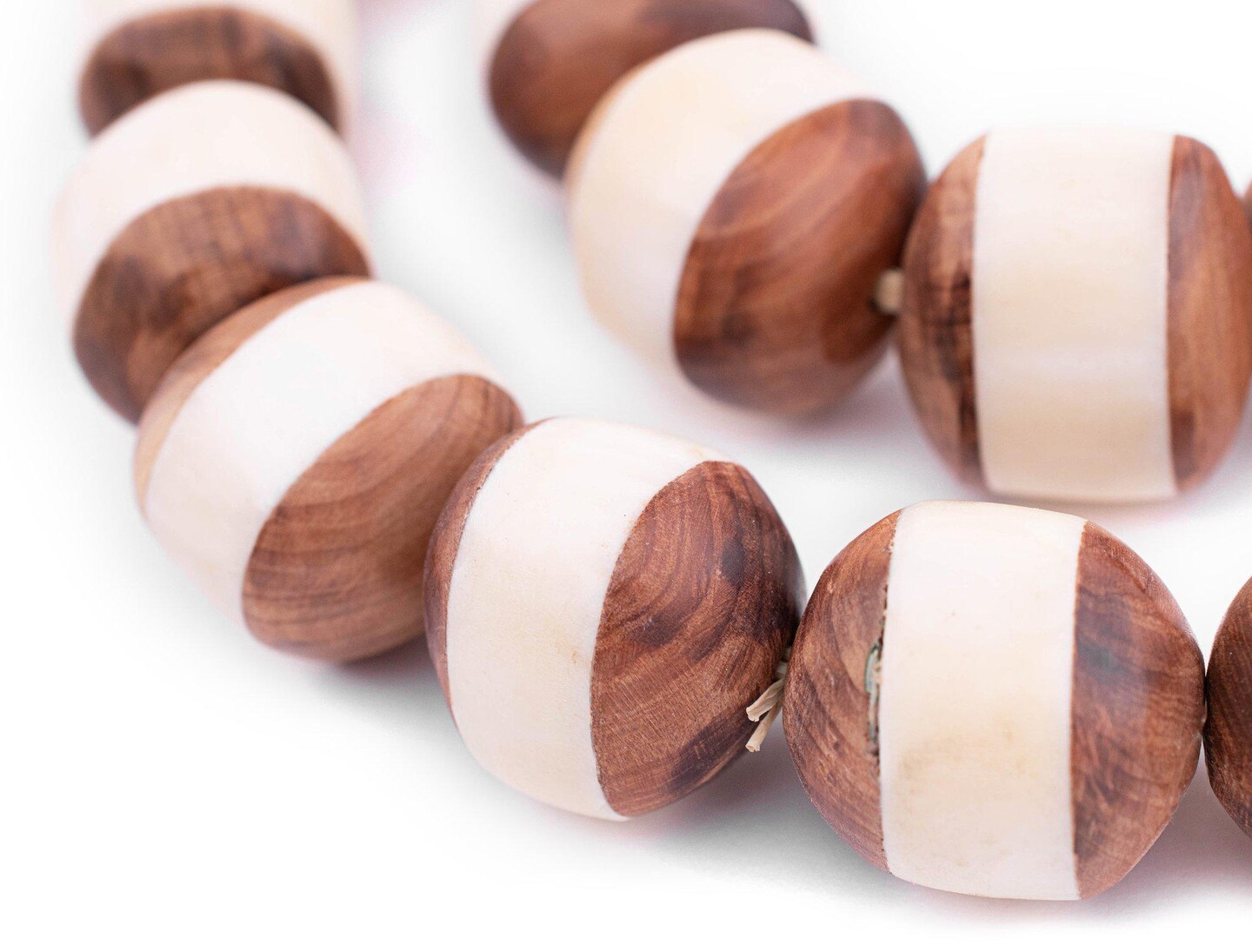 TheBeadChest Inlaid Wood and Bone Tanzanian Sphere Beads 24mm African ...
