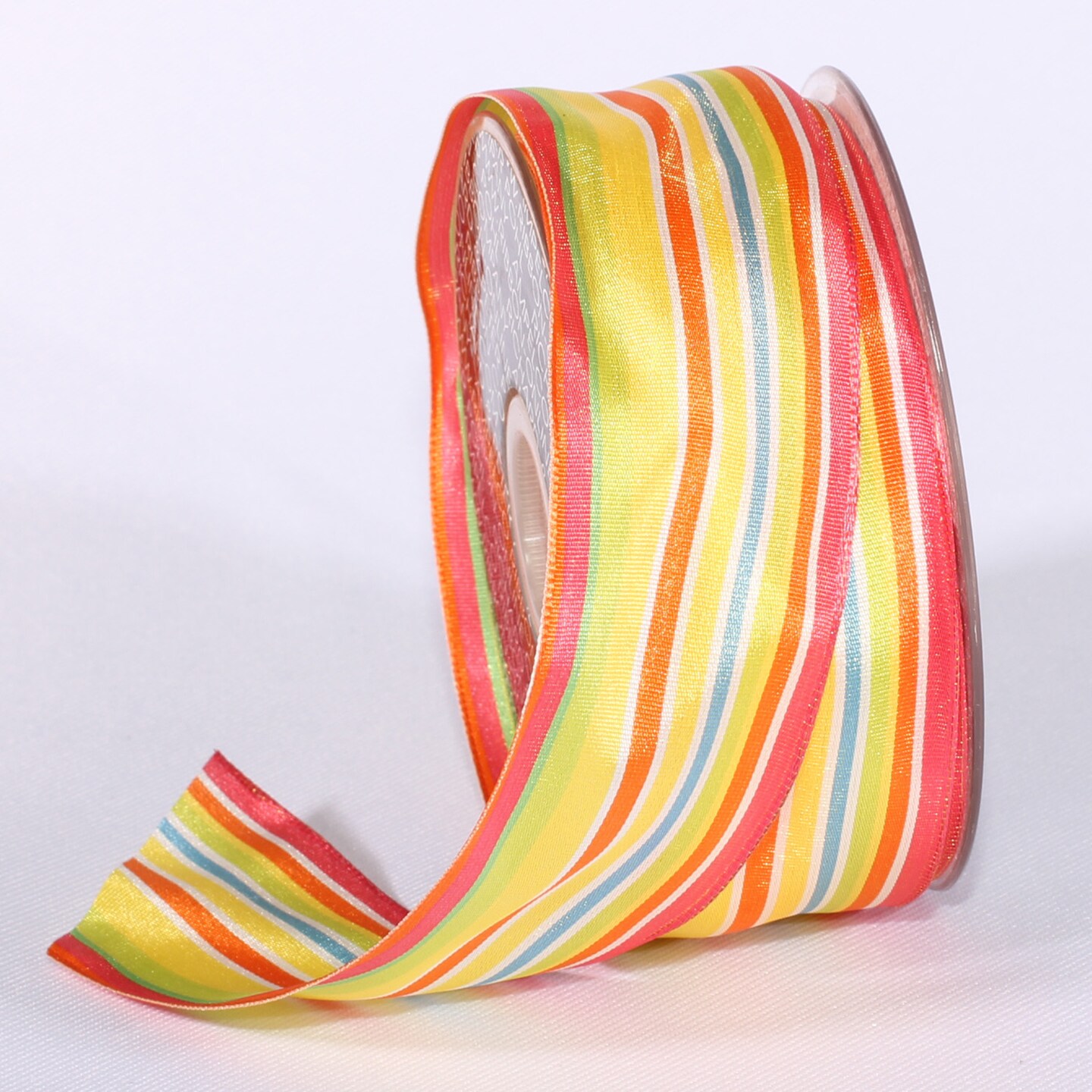 The Ribbon People Yellow and Hot Pink Striped French Wired Craft Ribbon ...