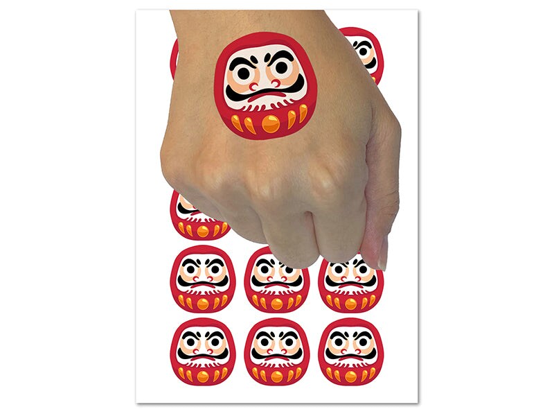 Japanese Daruma Doll Zen Buddhism Bodhidharma Temporary Tattoo Water ...