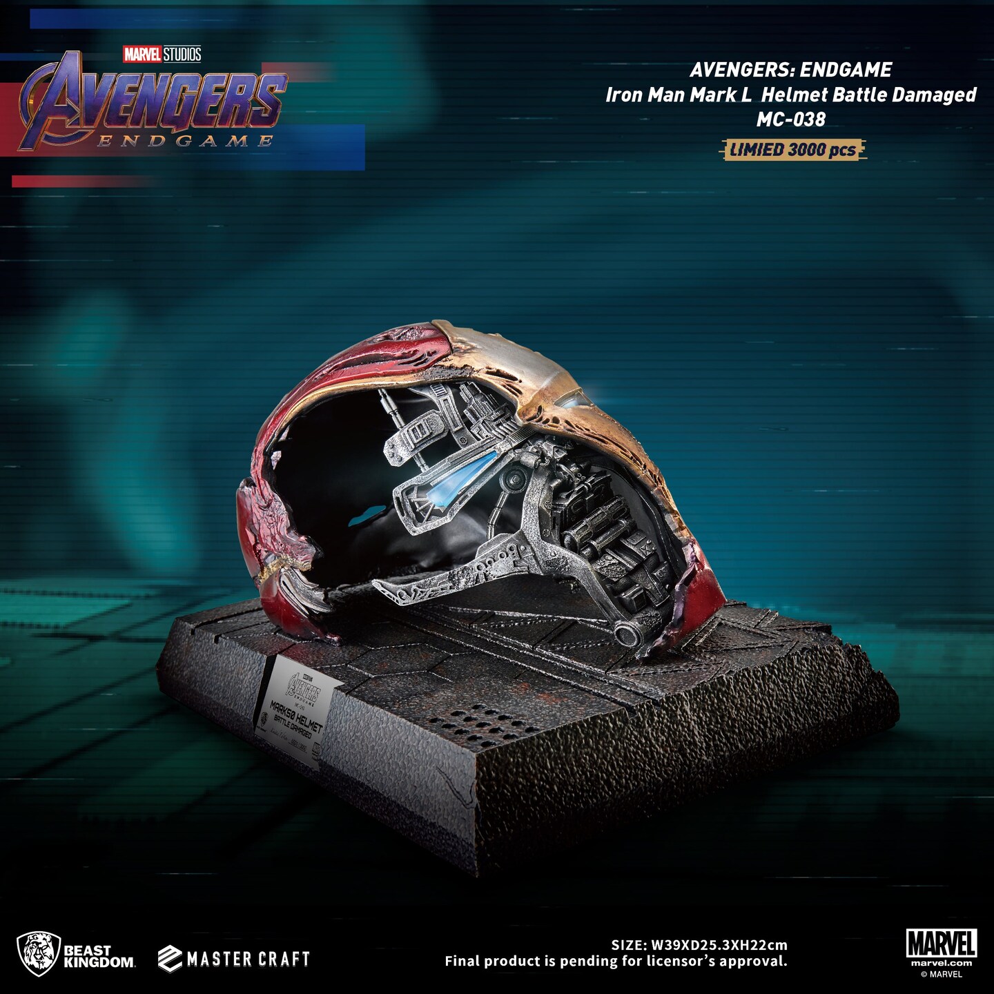Avengers: Endgame Iron Man Mark 50 Helmet Battle Table Top Statue ...