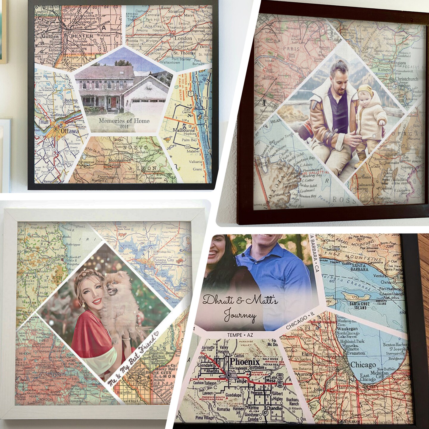 Vintage World Maps Admiration Gift Valentines Day Anniversary Artwork ...