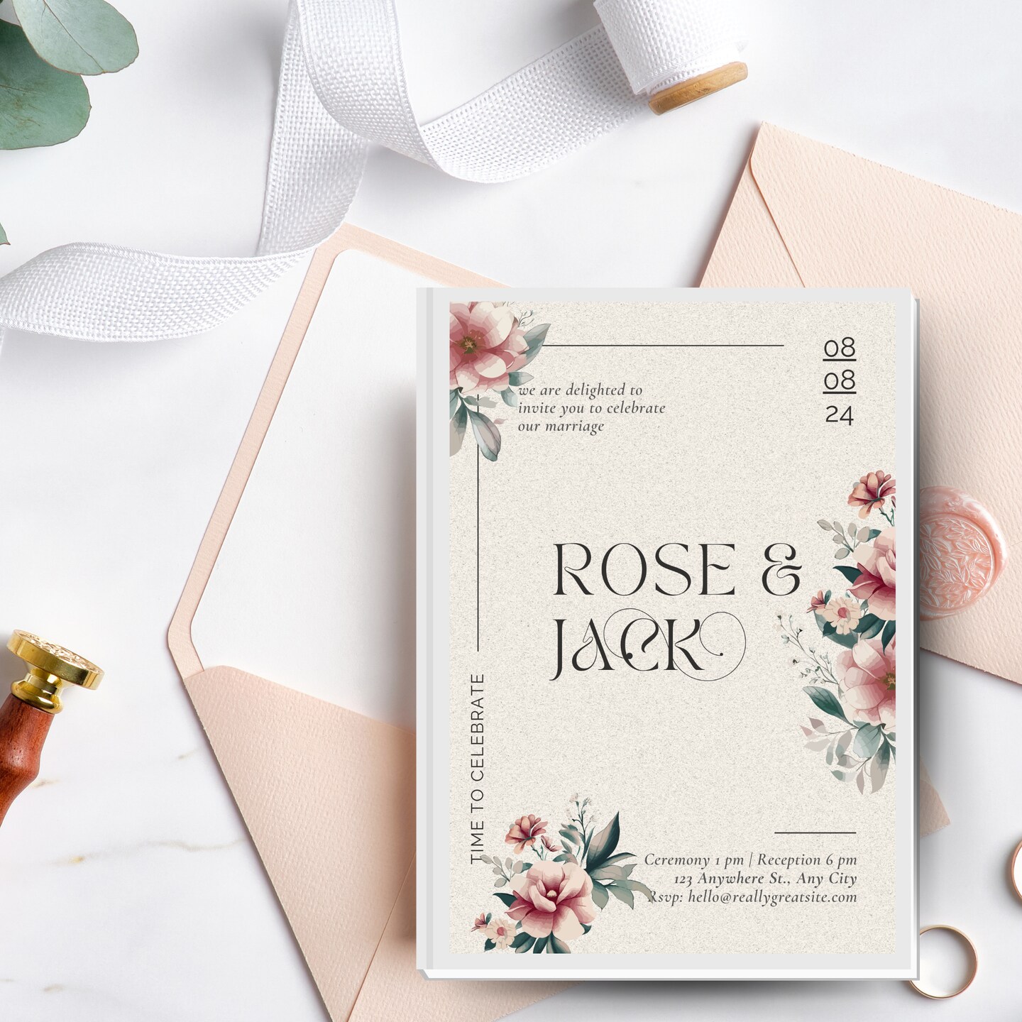 Antique Designed Wedding Invitation, Digital Download, Printable ...