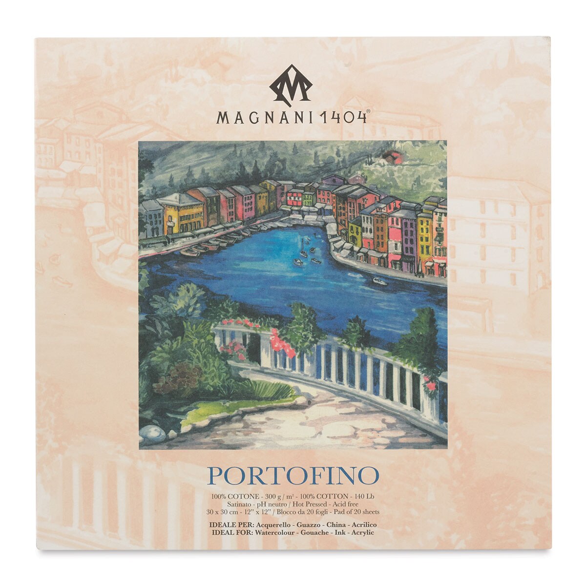 Acquerello Portofino Watercolor Pad - 12" x 12", 140 lb, Hot Press, 20 ...