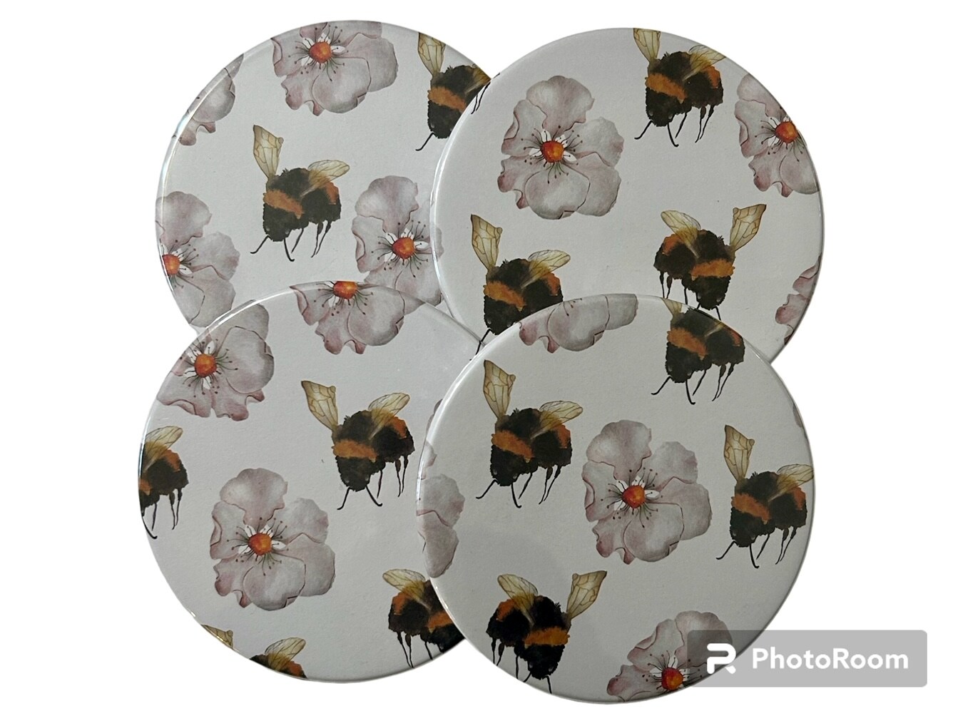Set of 4 Bee Coasters - Bumble Bee Coaster Gift Set for her ...