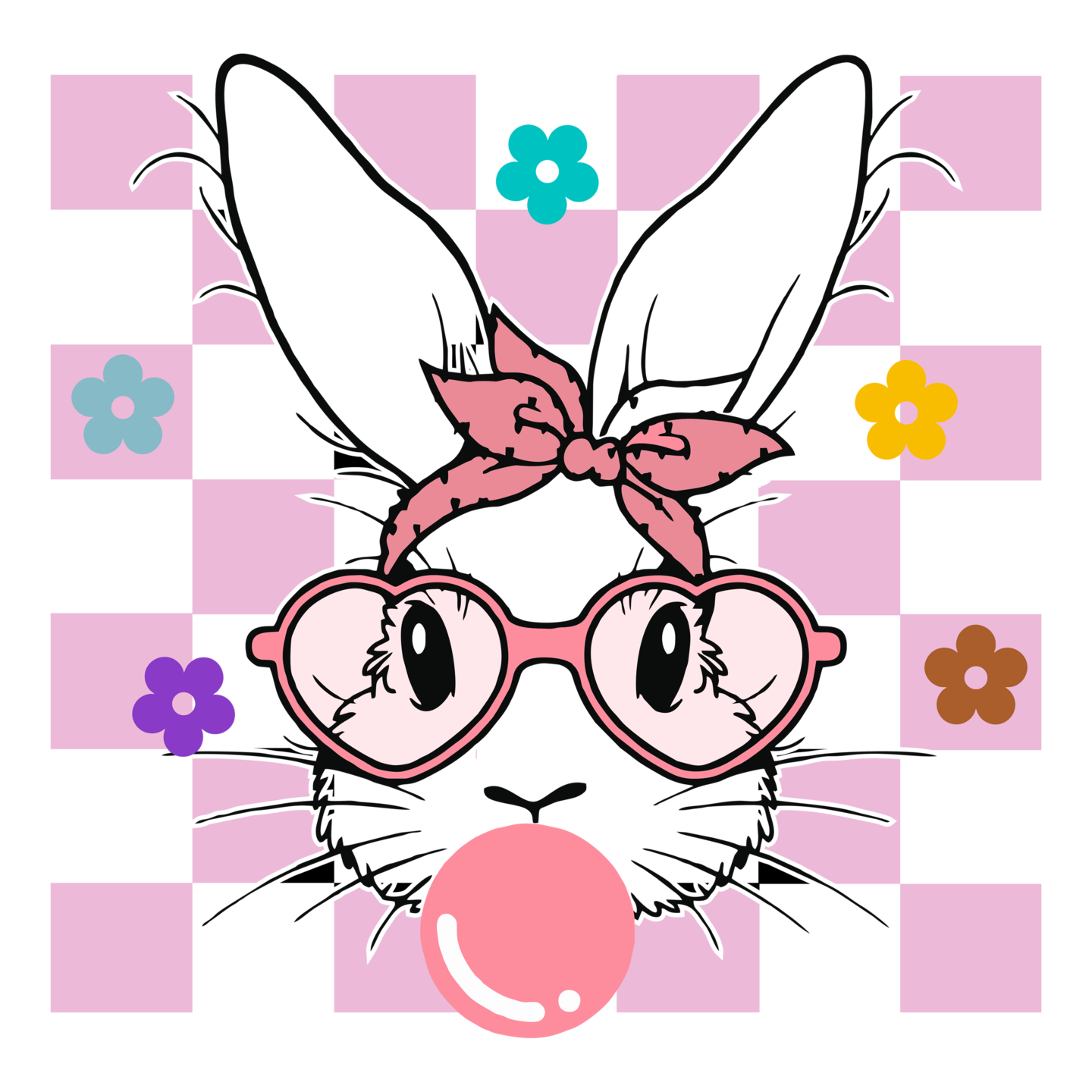 Easter Bunny Pink Checkered Dtf Transfer Direct To Film Michaels