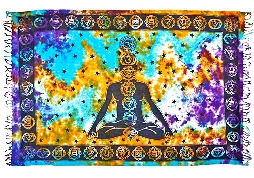 SCV117 Seven Chakra Symbol in Tie Dye Scarve | Altar Cloth - 42"x68 ...
