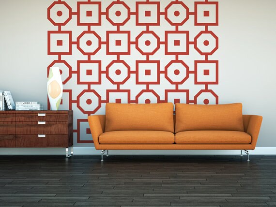 Geometric Pattern Wall Decal, Octagon and Squares Shapes, Chain Decals ...
