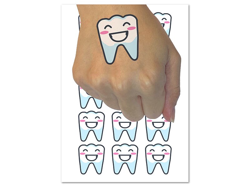 Happy Smiling Tooth Dentist Temporary Tattoo Water Resistant Fake Body ...