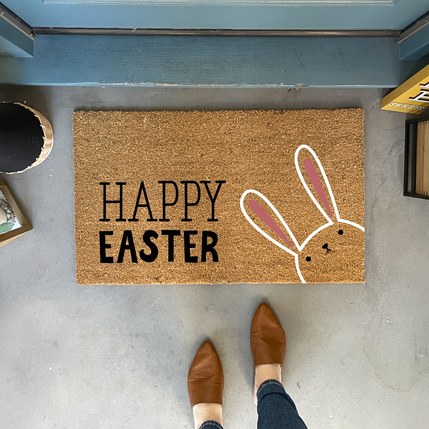 Easter Bunny Doormat, Double Doormat Outdoor, Spring Doormat, Easter ...