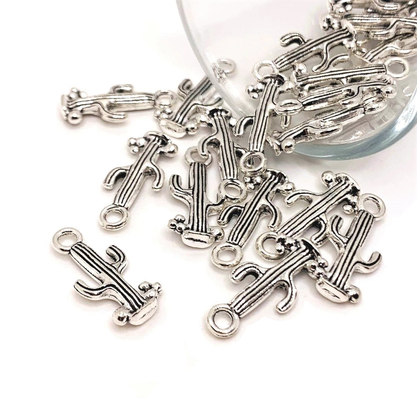 4, 20 or 50 Pieces: Silver Saguaro Cactus Charms - Double Sided | Michaels